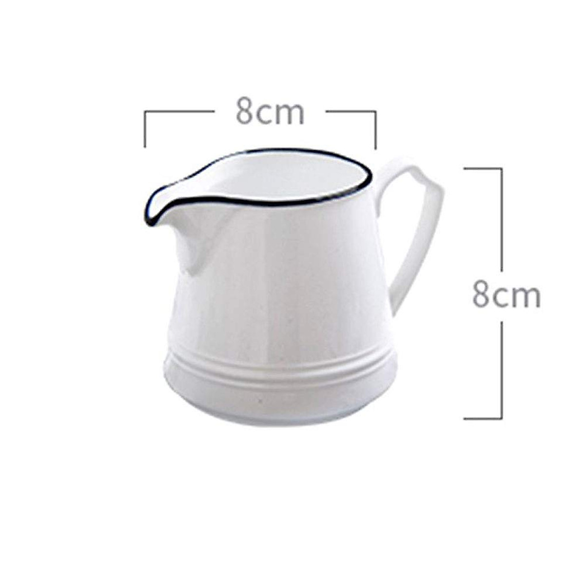 FUYU Simple White Ceramic Creamer with Handle, Coffee Milk Creamer Pitcher
