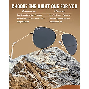 Pro Acme Polarized Classic Aviator Sunglasses for Men Women - 62mm (Gold/Grey-Polarized)