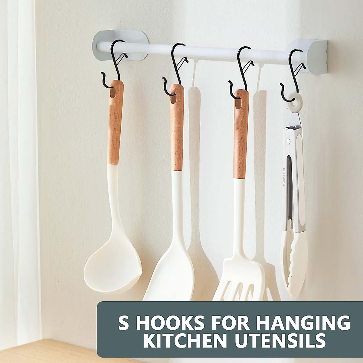 WSSROGY 25 Pcs S Hooks Hangers with Safety Buckle 3.6 inch Closet Hooks Fence Hooks for Hanging Plants, Kitchenware