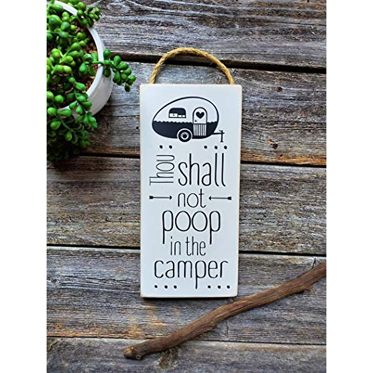 Camping Signs Decor Wood Sign, Camping Sign, Travel Trailer Sign, Camper Sign, No Pooping Sign, Restroom Sign, Camping Gifts, Unique Gift, Though Shall Not Poop
