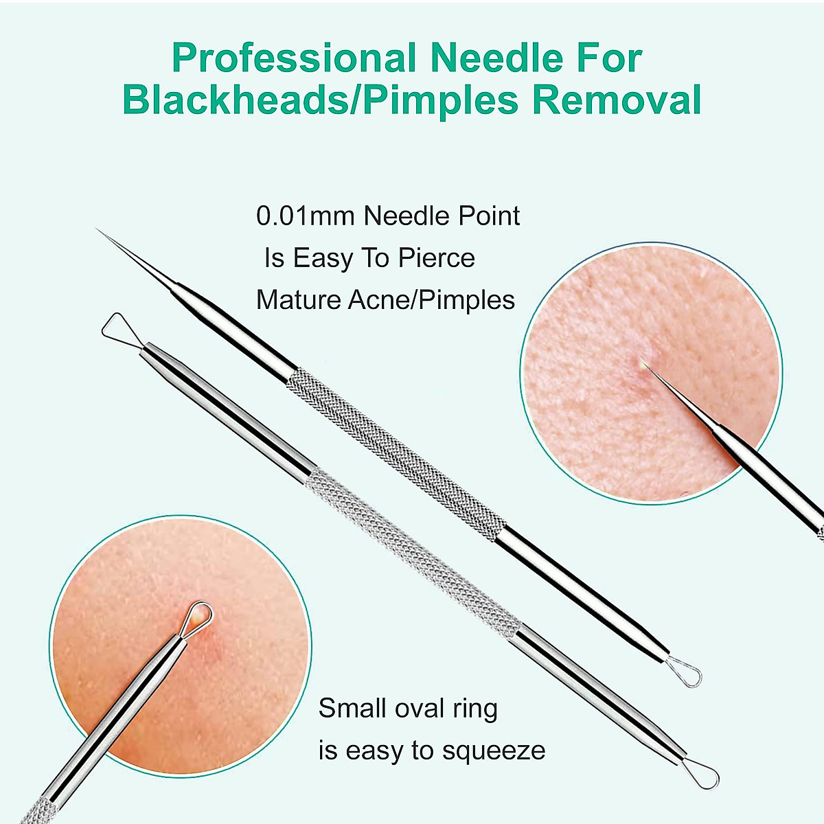 Blackhead Remover Tool,lalasis 5 Pcs Pimple Popper Tool Kit，Blackhead Extractor Tool for Face Comedone Zit Acne Whitehead Blemish Popping Stainless Steel Extraction Tools Set