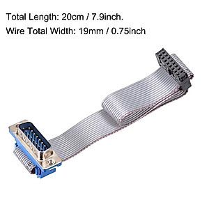 uxcell IDC Wire Flat Ribbon Cable DB15 Male to FC-16 Female Connector 2.54mm Pitch 20cm Length 2pcs