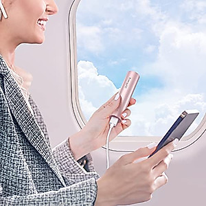 EnergyQC Fast Charging Portable Charger 5000mAh,External Battery Power Bank with USB-C Input(Recharge Only), Battery Pack Compatible with iPhone,Samsung Galaxy,Airpods and More-Rose Gold