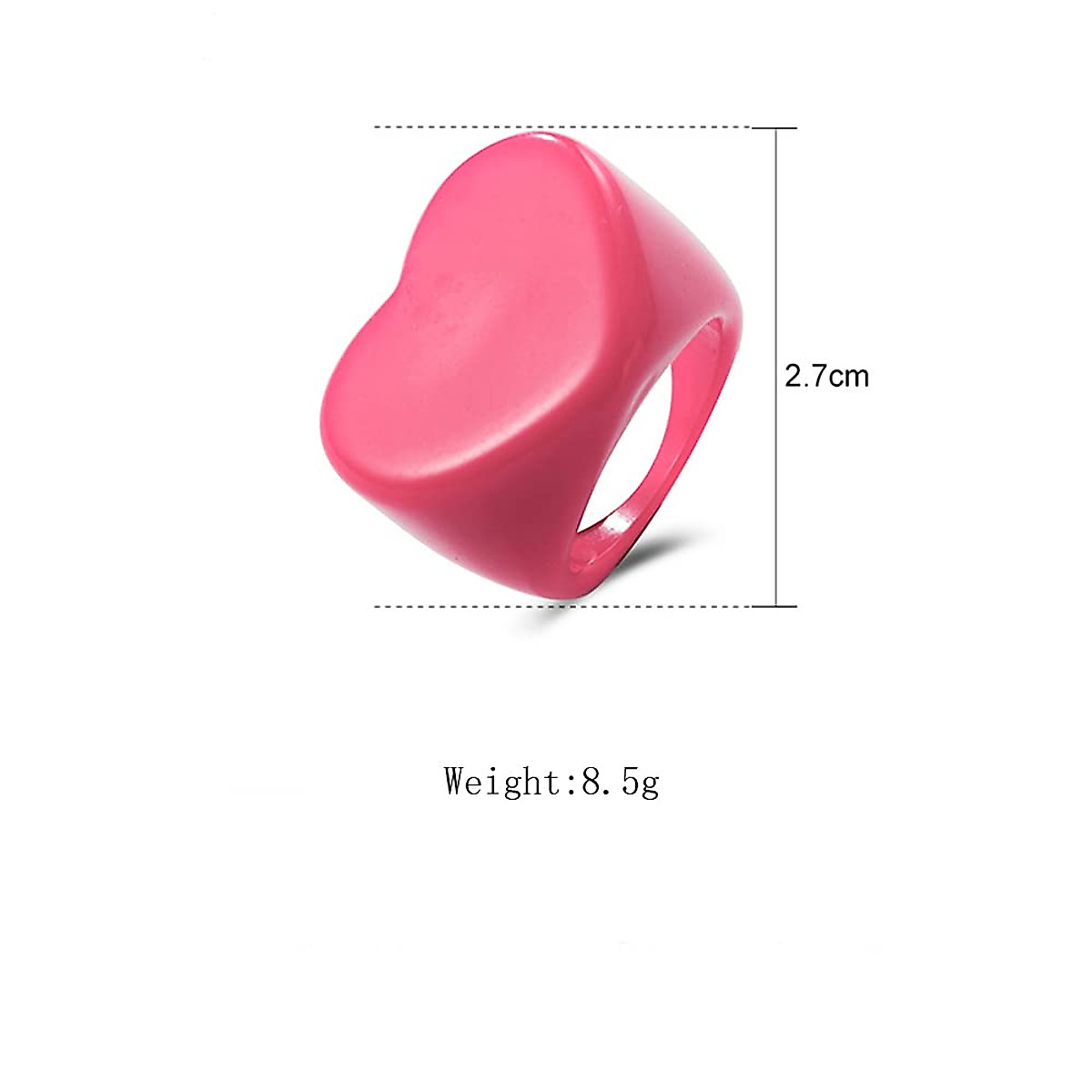 XUN Zhe 3Pcs Colorful Resin Heart Chuncky Rings Set,Cute Love Heart Shaped Acrylic Finger Rings Bands Jewelry for Women Teen Girls Party Accessories (Green Blue Pink)