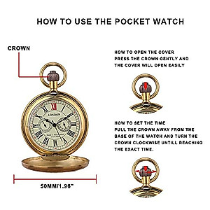 Vintage Copper Train London Design Hand Winding Mechanical Pocket Watch Mens Watches