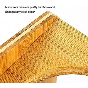 FOREYY Set of 2 Raised Pet Bowls for Cats and Small Dogs - Bamboo Tilted Single Elevated Dog Cat Food and Water Bowls Stand Feeder with 3 Stainless Steel Bowls and Anti Slip Feet for Comfort Feeding