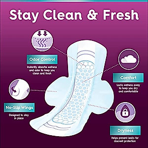 Poise Ultra Thin Incontinence Pads for Women, with Wings, Postpartum Pads, Moderate Absorbency, Bladder Control Pads, 90 Count (3 Packs of 30)