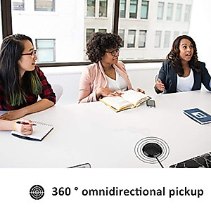 Dreokee Conference Microphone 3.5mm Desktop Computer Mic for Computer Desktop and Laptop 360° Omnidirectional Condenser Mic for Online Meeting/Class, Skype, Recording, Chatting, Gaming