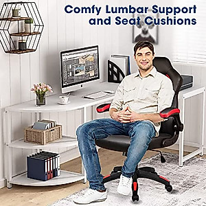 Ollega Video Game Chairs, Black Gamer Chairs for Adults, Computer Gaming Chairs for Teens, Racing Style Ergonomic Office Chair flip-up Arms and Lumbar Support, PU Leather Computer Chair 330 lbs