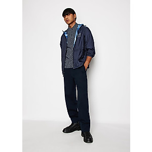 A | X ARMANI EXCHANGE Men's Regular Fit Cotton Jersey All Over AX Logo Polo, Navy, M