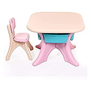 Walnut Children's Desks and Chairs Set Kindergarten Desks and Chairs Children's Eating, Drawing, Playing, Plastic Learning Tables, Toy