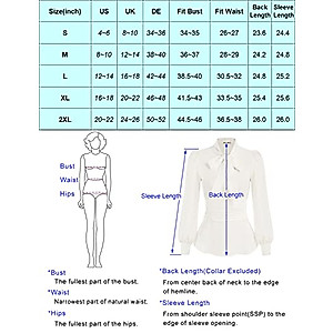 GRACE KARIN Women's Casual Chiffon V Neck Long Sleeve Blouse Tops Somcked Waistline White M