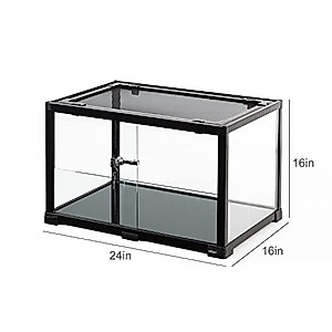 OIIBO Reptile Terrarium 25 Gallon, 2 in 1 Knock-Down Glass Reptile Tank 24" x 16" x 16", Sliding Front Doors Terrariums for Reptiles Bearded Dragon Lizard Gecko Snake Hamster Small Animals Etc