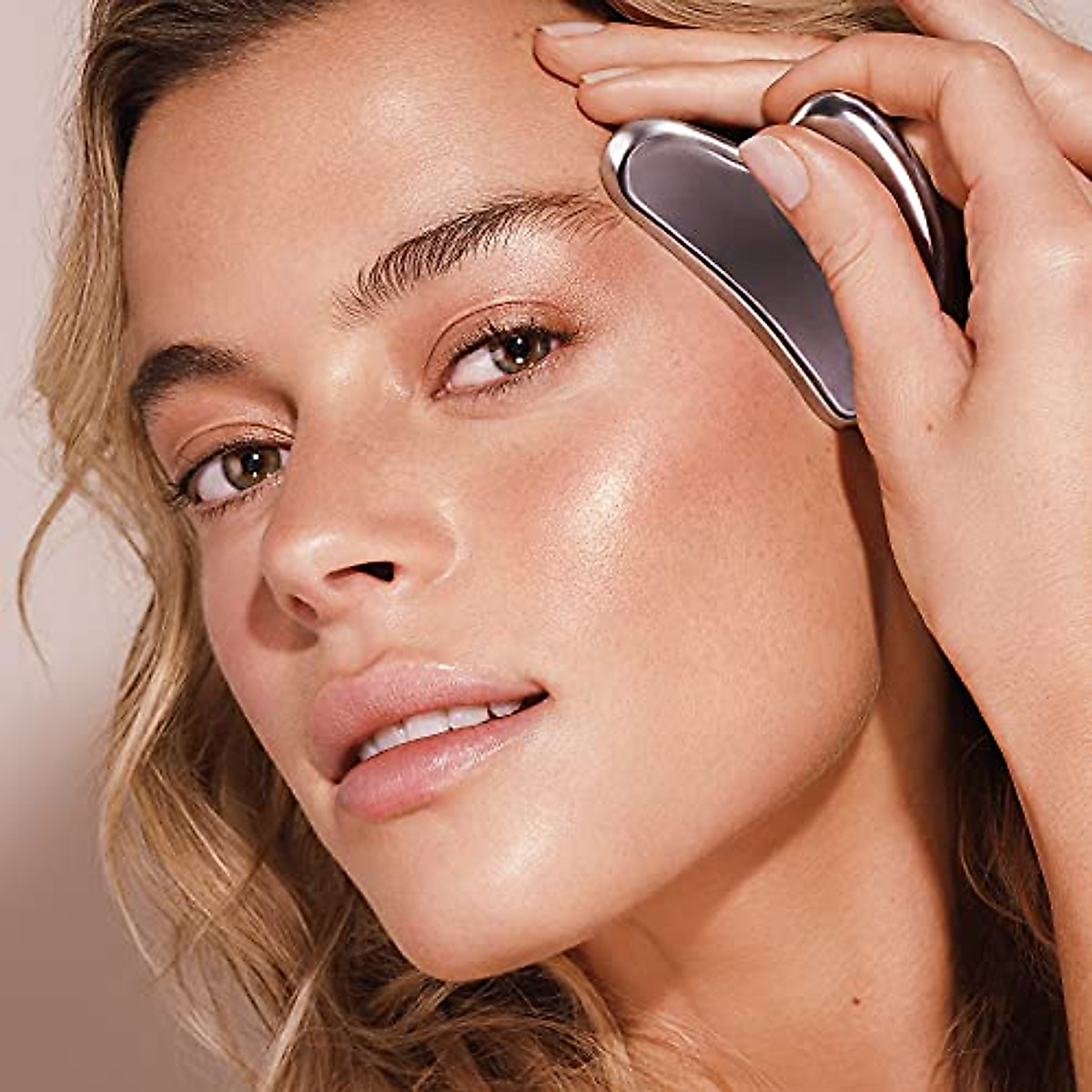 SACHEU Stainless Steel Gua Sha - Metal Gua Sha, Gua Sha Facial Tools Stainless Steel, Reduce Puffiness, Lymphatic Drainage, Facial Tension, Durable Stainless Steel Gua Sha Tool with Travel Pouch