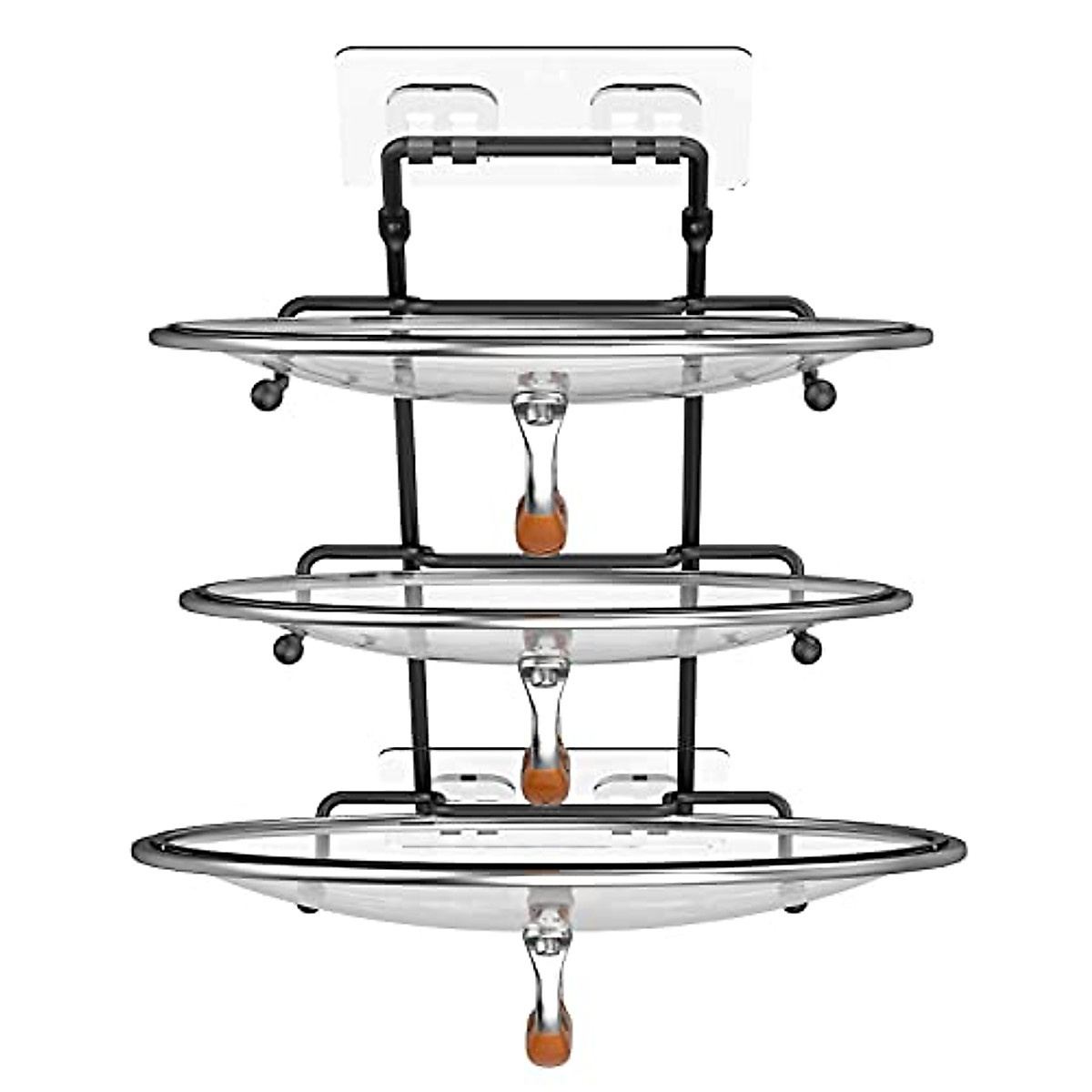 VZINO 2 Pack Pot Lid Organizer Rack for Cabinet Door/Wall, No Drilling Adhesive Wall/Door Mounted Pot and Pan Lid Holder, Plating Metal, Silver