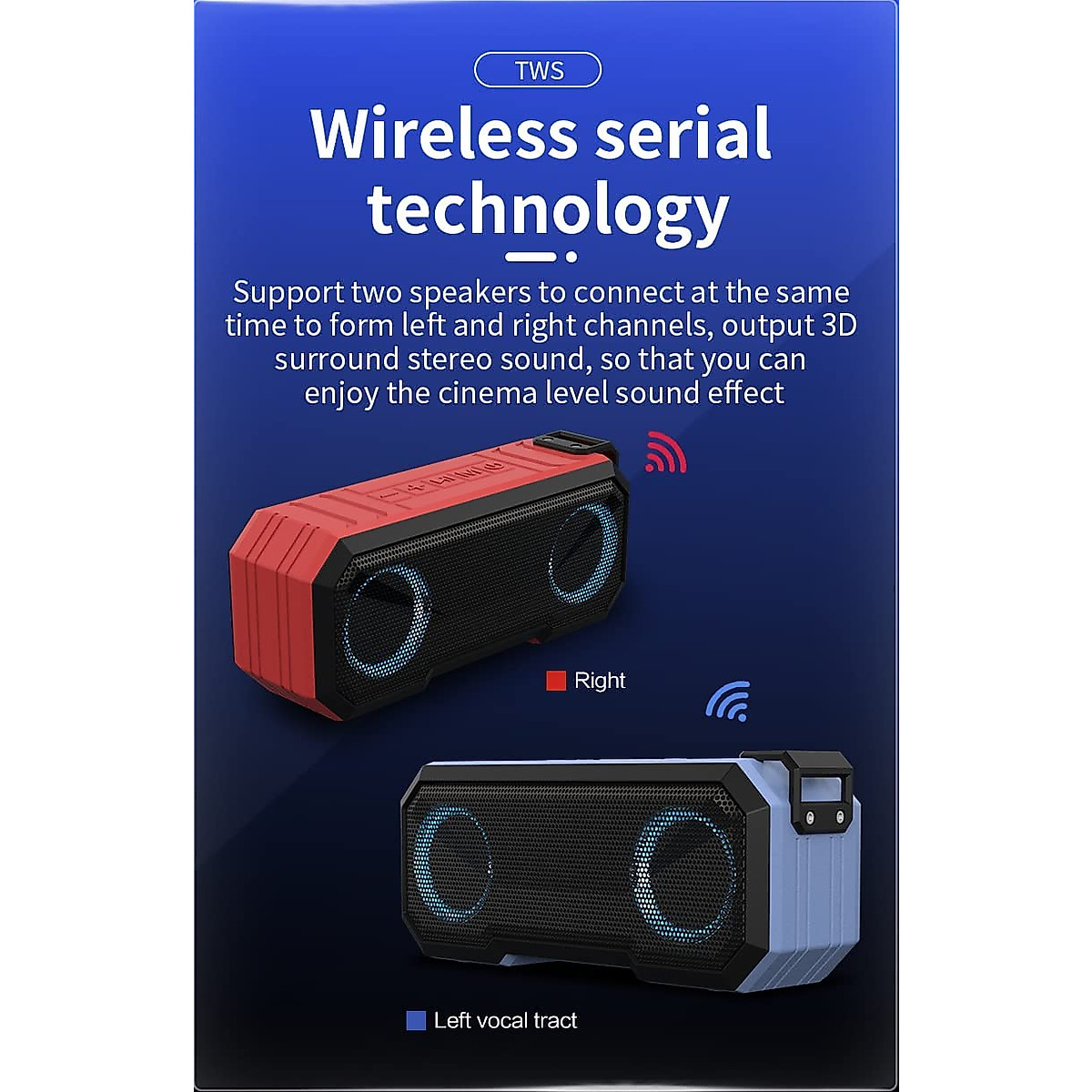 E-SHIDAI portable speaker, Bluetooth dual speaker music player That can play in water, ultra strong sound quality, RGB light and shadow speaker, battery life of 12 hours (Black)