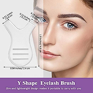 48 Pieces Y Shape Eyelash Brush Lash Perm Lift Brush Makeup Beauty Tool for Lash Grafting Eyelash Extension Cleanup Supplies (Transparent)