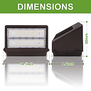 80W LED Full Cutoff Wall Pack with Dusk to Dawn Photocell, IP65 UL DLC Approved 11200LM 5000K - Replace 250-300W MH/HPS, Dark Sky Compliant Full Cut-Off Wall Light
