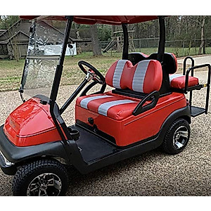 Club Car Precedent "STAPLE ON" Golf Cart Seat Cover With Matching Rear Facing Seat Cover (2 Stripe)