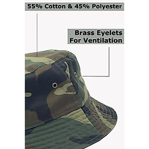 Utmost Bucket Hat 100% Cotton & Denim Lightweight Packable Outdoor Summer Beach Fishing Sun Hat(L/XL, 1pc Camo Woodland)