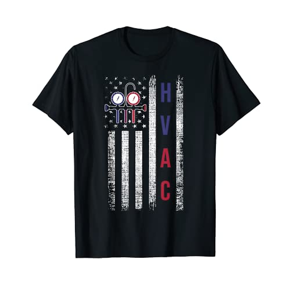 HVAC Technician Men American Flag USA Vintage T-Shirt