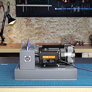 VEVOR Lawn Mower Blade Sharpener, 1HP 750W Lawnmower Blade Grinder with 9-inch Ceramic Grinding Wheel, Powerful Bench Mower Sharpening Machine for High/Low Lift Blades, Gator Blades, Flat Blades