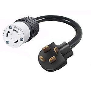 14-30P 4-Pin Male Dryer Plug To L6-30R 3-Prong Female Twist Lock Socket Receptacle Outlet Electric Power Cord Cable Miller Lincoln Hobart Plasma Cutter Welder Adapter/Converter NEMA FX467W