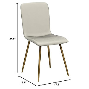 Dining Chairs Set of 4, Pre Assembled Chair Set Upholstered with Gold Legs Modern Fabric for Dining Room, Kitchen, 17.3 "W x 18.1 "D x 34.6 "H (Beige)