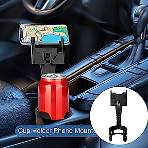 Cup Phone Holder for Car, Universal Adjustable Long Neck Phone Mount Cradle 2 in 1 Car Cup Holder Phone Mount Compatible with iPhone Samsung Google and All Smartphones Christmas/Birthday Gifts (Black)
