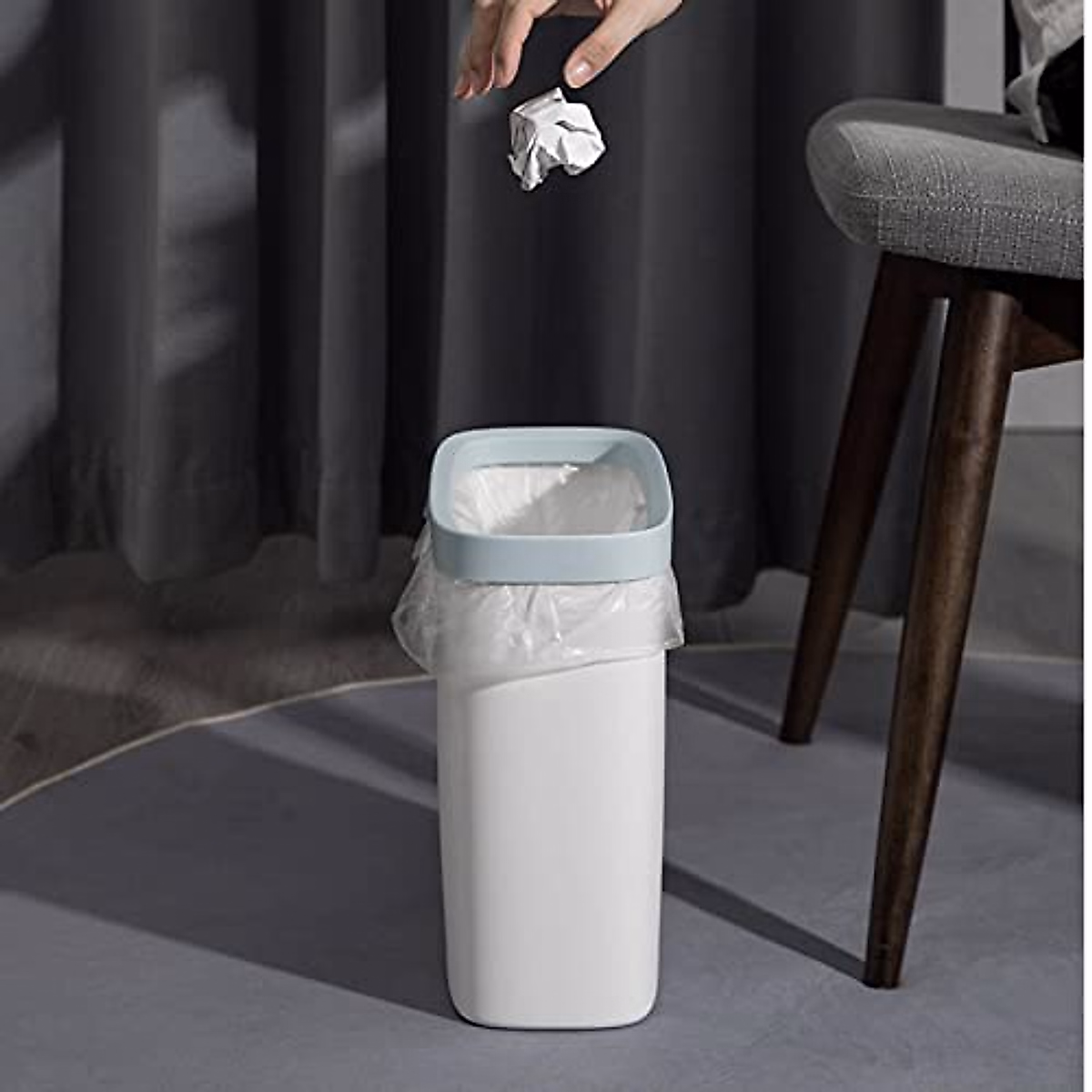 MBETA Small Modern Rectangular Storage Bucket with lid, Compact Trash can, Suitable for Bathroom, Kitchen, Craft Room, Office, Garage-Mint Green