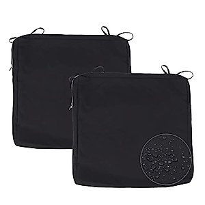 Leeymoo Outdoor Seat Cushion Covers, Water Repellent Patio Cushion Replacement Covers-Only Covers (18"x18"x2" 2 Pack Black)