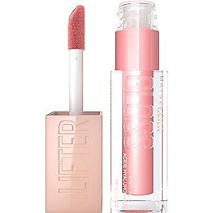 Maybelline Lifter Gloss, Hydrating Lip Gloss with Hyaluronic Acid, High Shine for Plumper Looking Lips, Reef, Peachy Neutral, 0.18 Ounce