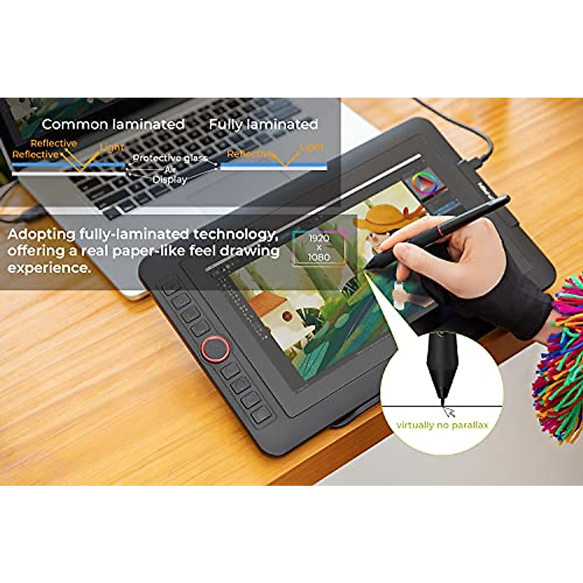 XPPen Artist12 Pro 11.6" Drawing Tablet with Screen Pen Display Full-Laminated Graphics Tablet with Tilt Function Battery-Free Stylus and 8 Shortcut Keys(8192 Levels Pen Pressure and 72% NTSC)