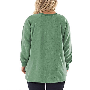 DOLNINE Plus Size Sweatshirts for Women Loose Oversized Tops Pockets Tunics Green-18W