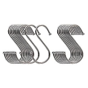 20-Pack S Hooks Hanger – Stainless Steel S Shaped Heavy Duty for Clothes Storage Rack- Multi Purpose Metal Hook Hanging for Pots, Pans, Plants, Clothes, Bags and Utensils