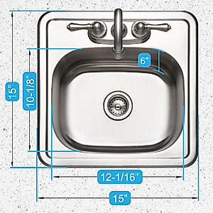 Houzer Stainless Steel Hospitality Bar Prep Sink + Kingston Brass NuvoFusion Centerset Bar Faucet Bundle