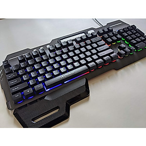 Illuminated Gaming Keyboard Model M-1000, Ergonomic Design, Waterproof and Anti-Skid Design, Support Multiple System, Constant Light/Breathing Mode Switch, Strong USB Cable 1.5m (5 ft.)
