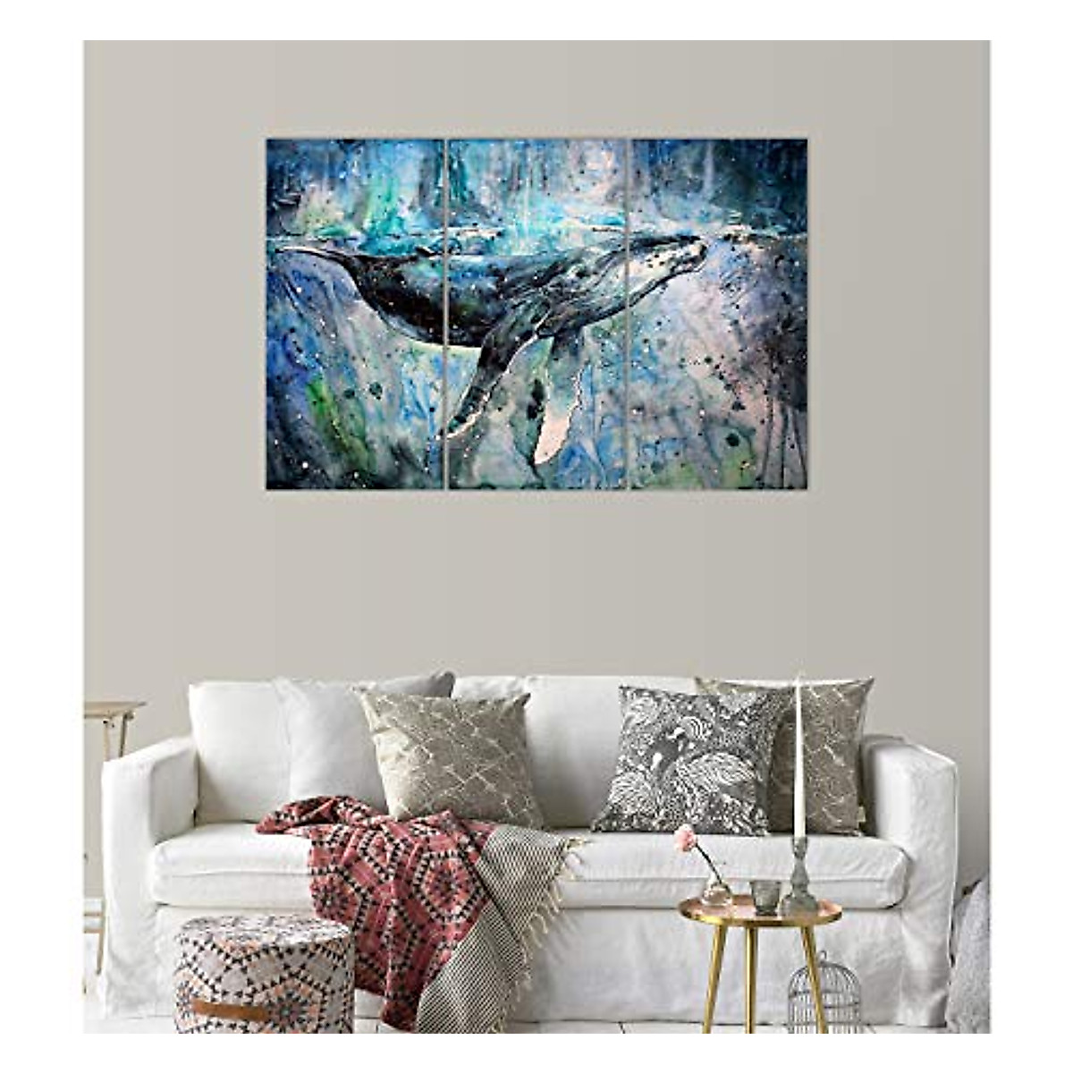 Blue Whale Wall Art Decor Modern Artwork Canvas Painting Prints Pictures Home Decor for Living Room Dining Room Bedroom