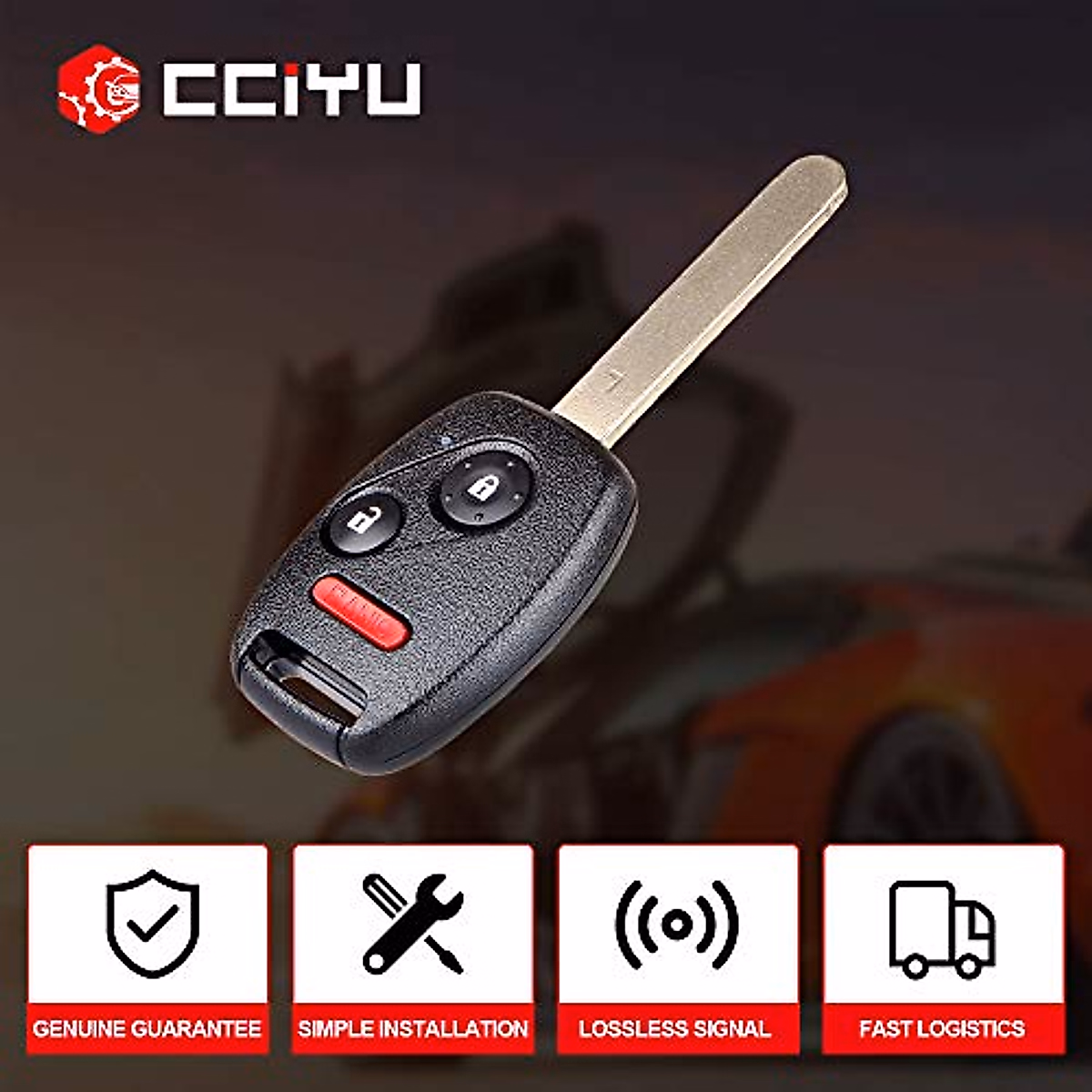 cciyu Replacement Uncut Ignition Key Keyless Entry Car Remote Transmitter Fob 2 X 3 Buttons Replacement fit for Honda for Civic Lx for Odyssey N5F-S0084A