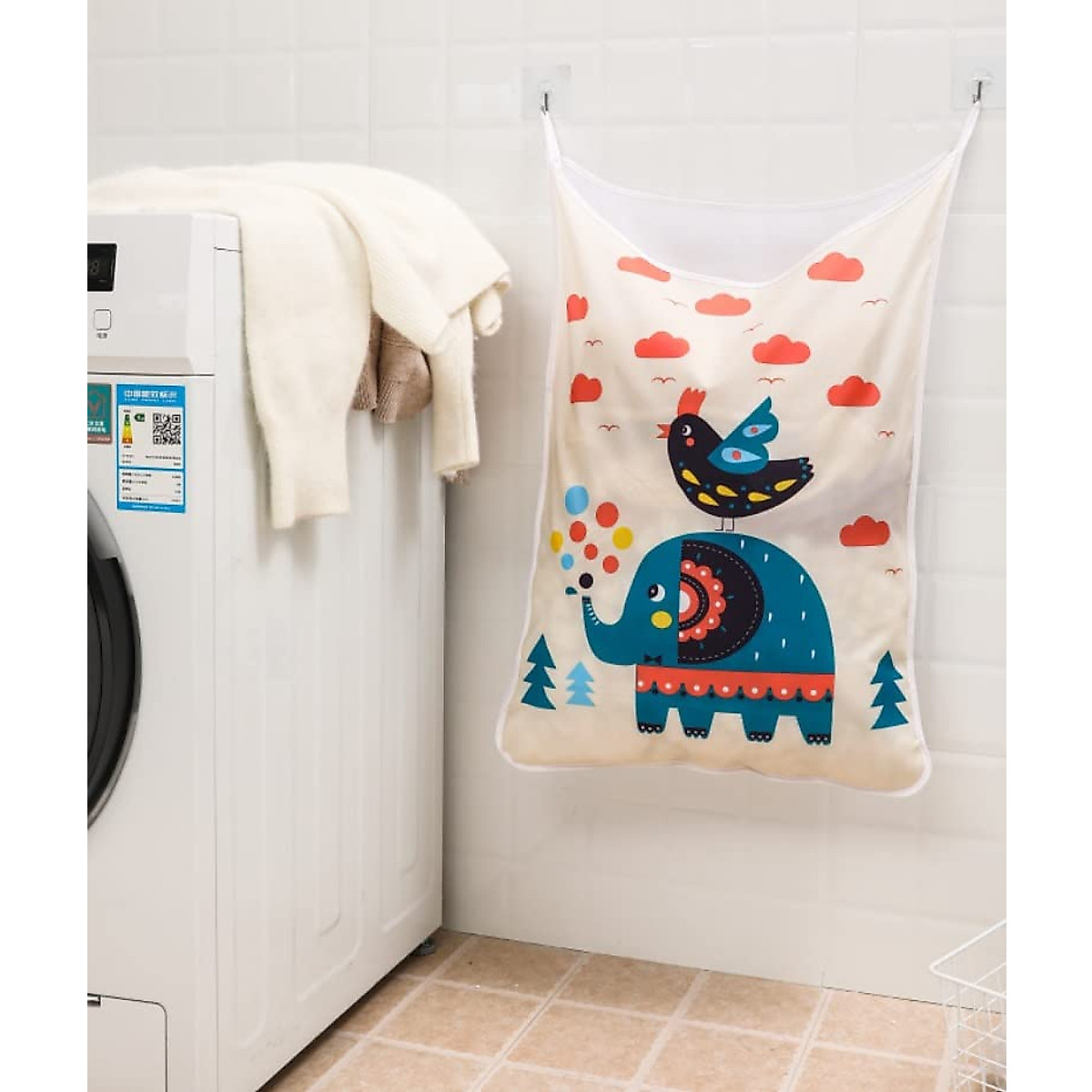 2 Pack Hanging Laundry Hamper - Durable Space Saving Kids Travel Laundry Bag with 2 Hook Types with Zipper and Wide Open Top Machine Washable