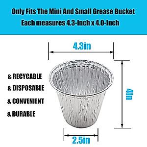 DONSIQIZZ 50 Pack Mini Grease Bucket Liner Compatible with Traeger Ranger, Scout, PTG Grills, Drip Tray Liners for Traeger BAC459 Disposable Foil (4.3" x 4")