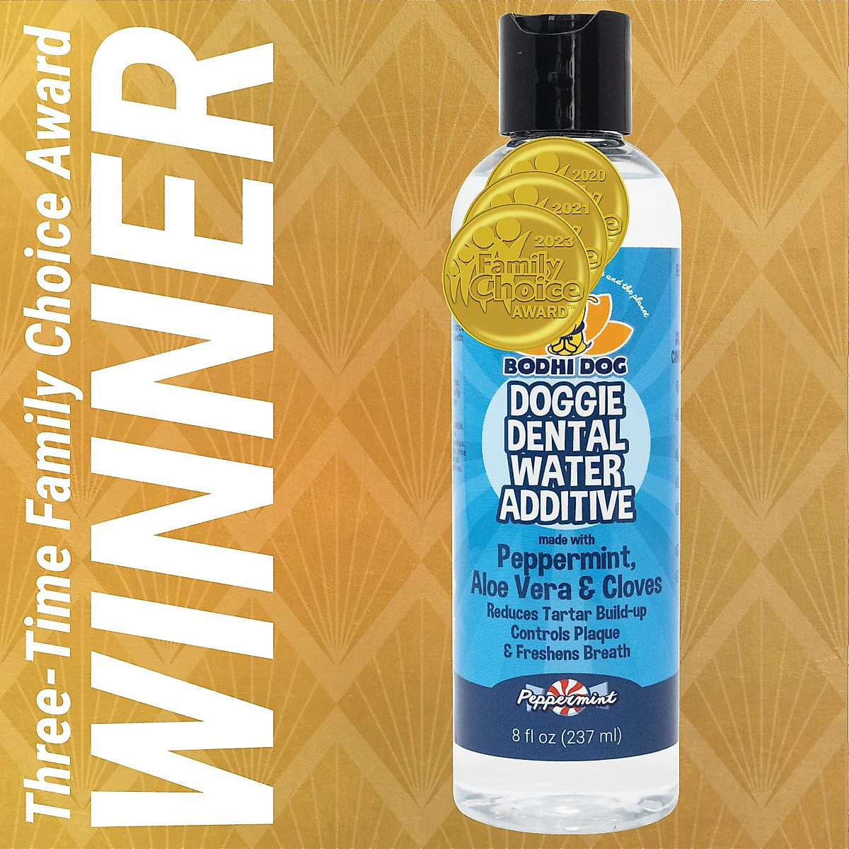 Bodhi Dog Peppermint Dental Dog Water Additive | Dental Water Additive for Dogs & Pets | Teeth, Breath & Healthy Gums | Freshens Breath & Reduces Tartar Build Up | Oral Care Cleaner | Made in USA, 8oz