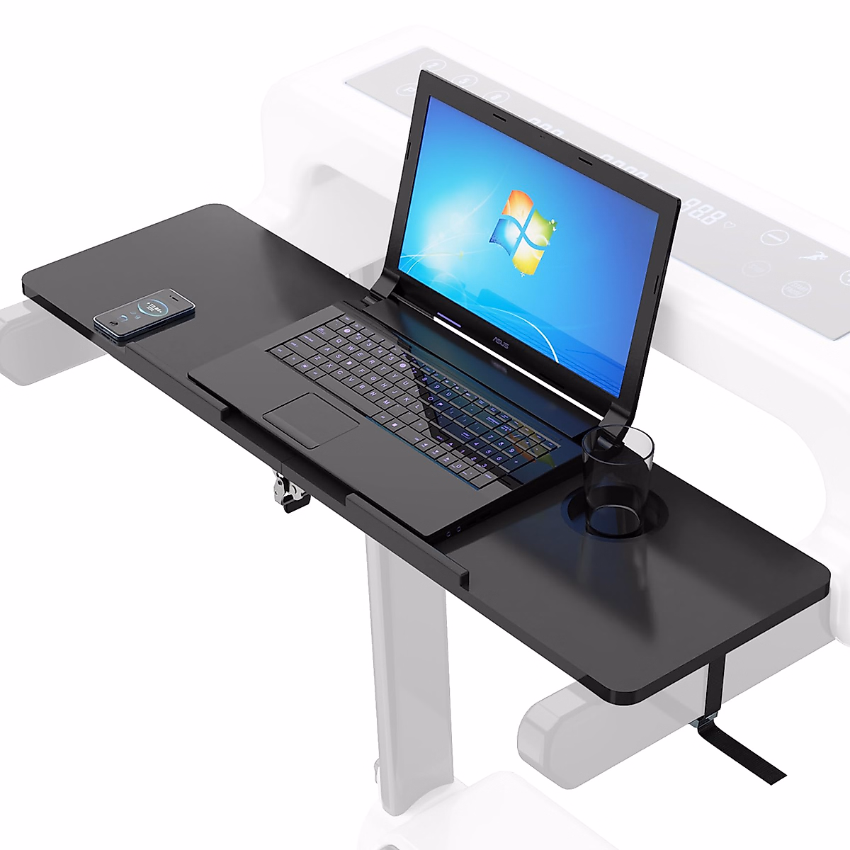 Beendou Universal Treadmill Desk Attachment, Ergonomic Platform Treadmill Laptop Desk Holder for Notebooks, Tablets, MacBook, Workstation for Treadmill Handlebars up to 31 inches with Cup Holder