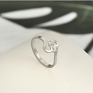 SIPURIS Lotus Flower Om Ohm Aum Symbol Ring Yoga Adjustable Open Rings Promise Rings Flower of Life Filigree Band Finger Ring Jewelry Gifts for Women Men