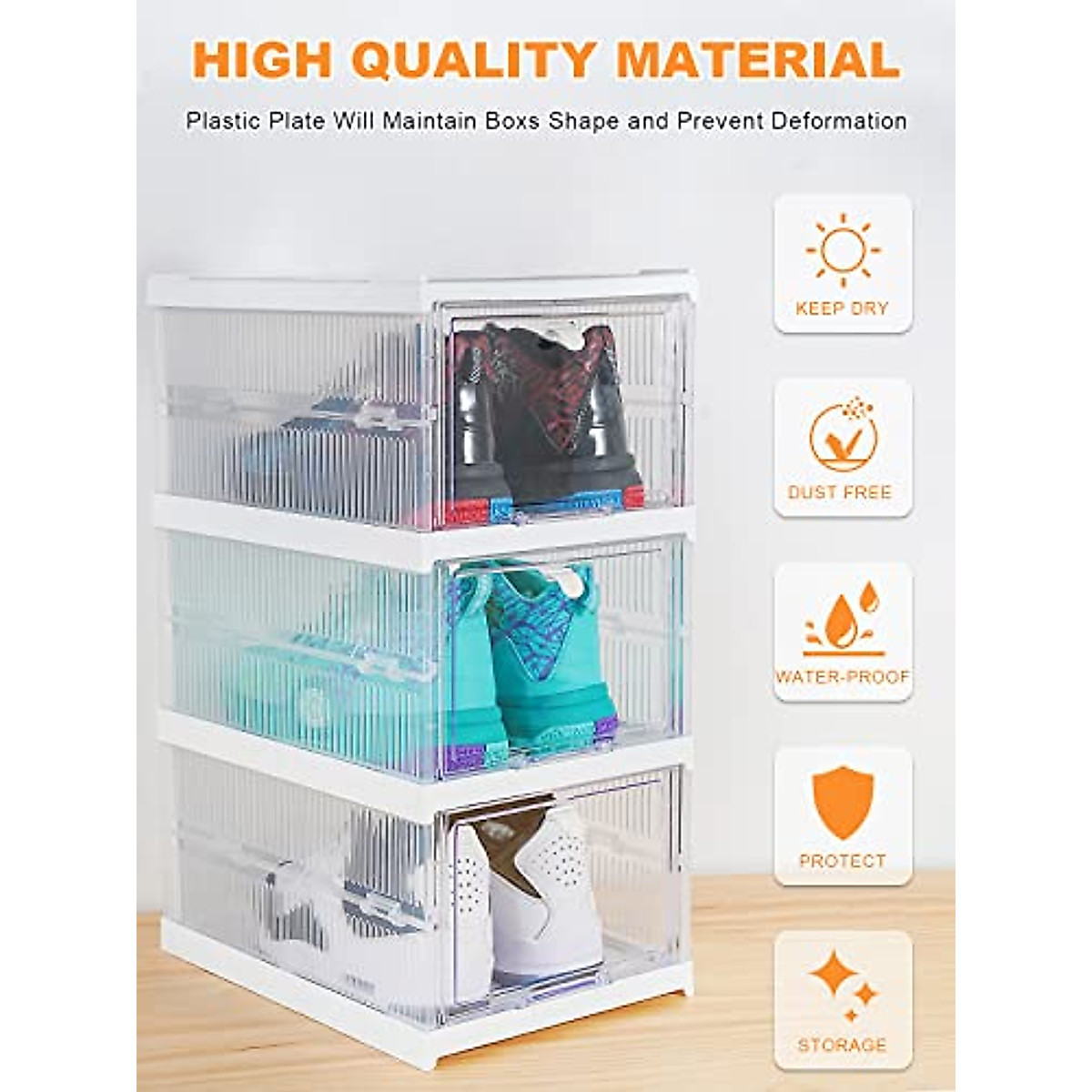 GOJUSO Folding Storage Organizer Box for Hats Baseball Caps Organizer 3-Tier Shoe Rack Hat Rack