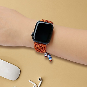 Euler 3rd Generation Colorful Nylon Thread Hand-Braided Watch band for Apple Watch Series 8 7 6 SE 5 (38/40/41mm, Coffe)