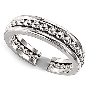 Metal Factory Sterling Silver Beaded Pattern Adjustable Toe Band Ring