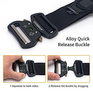 IDOGEAR Molle Battle Belt 2 inch Quick Release Rigger Combat Belt with 1.5 Inch Inner Belt Hook and Loop (Black, Large)