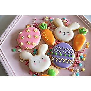 LUBTOSMN Shamrock Easter Cookie Cutter Set-3 Inches-7 Piece-Shamrock, Egg, Bunny, Carrot, Flower, Butterfly, Bunny Face, Easter Cutter Fondant Molds for Kids Holiday Celebration.