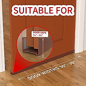 Door Draft Stopper, Cuttable Under Door Seal, Strong Adhesive Draft Stopper for Bottom of Door for Exterior/Interior Doors 39” Length (Brown)